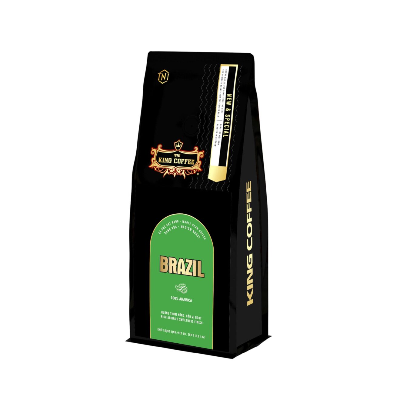 King Coffee Brazil Whole Bean coffee - Túi 250gr - King Coffee