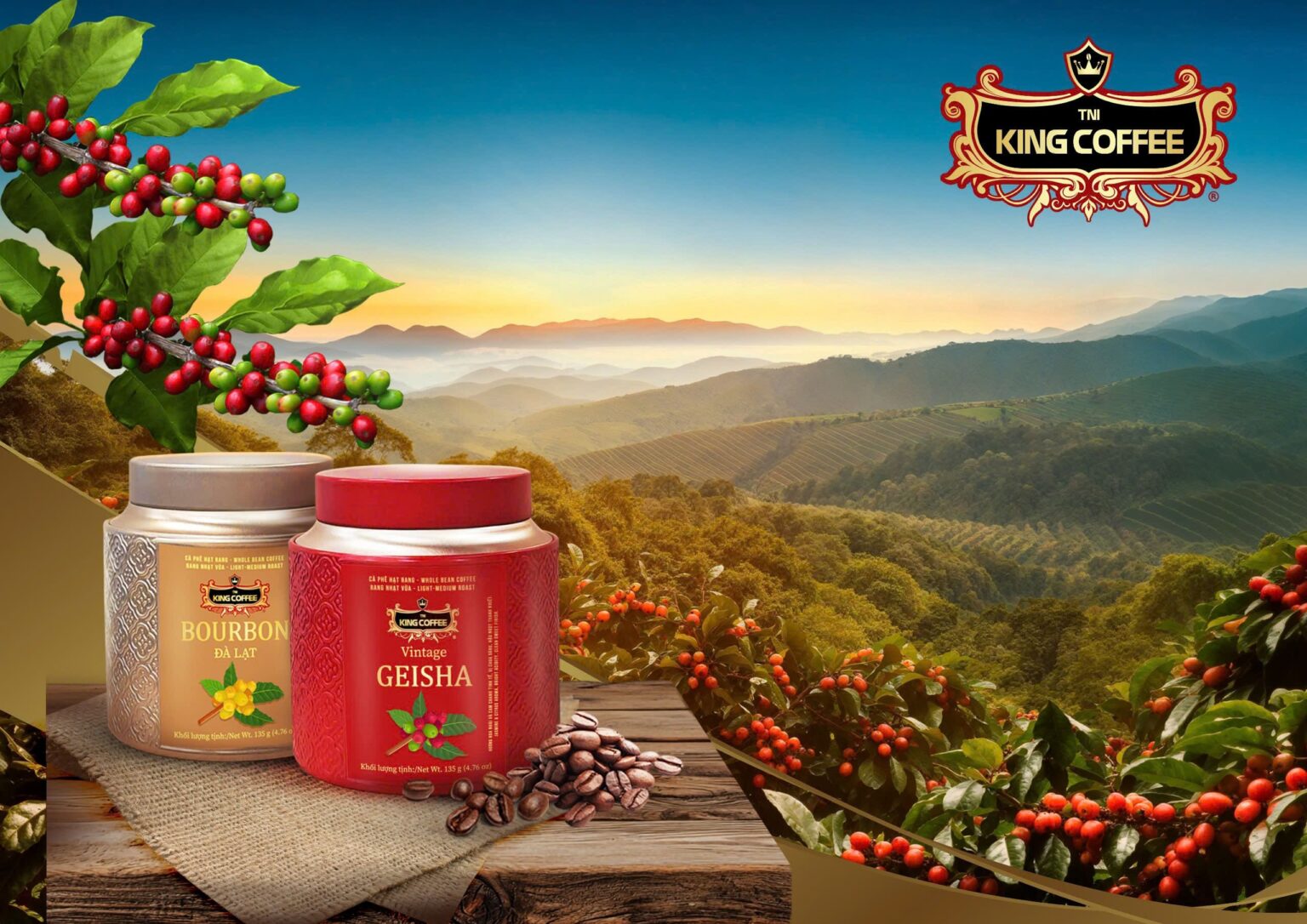 KING COFFEE BOURBON Đà Lạt - Lon 135g - King Coffee
